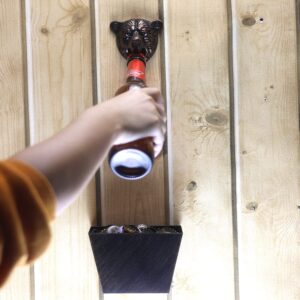 Unique Cast Iron Wall Mounted Bottle Opener Grizzly Bear Teeth Bite (Red Bear)