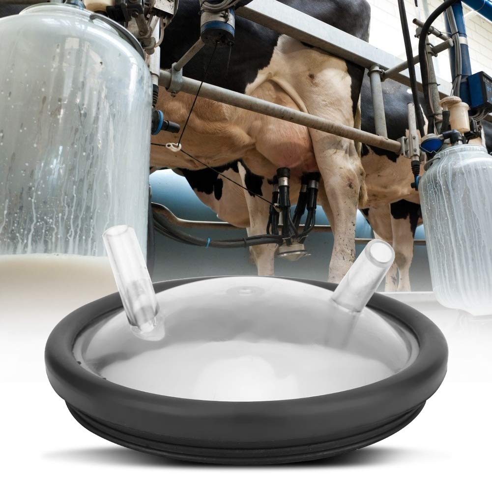 Plastic Milk Bucket Lid, Transparent Milk Bucket Lid with Gasket 2 Entrances Milking Machine Bucket Lid 8 * 8 inch