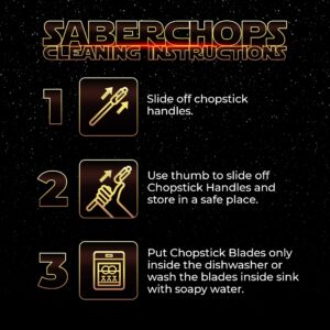 SaberChops Lightsaber Chopsticks Light Up Star Wars LED Reusable 8 Color Modes - 4 PAIRS FREE Millennium Falcon Keychain Bottle Opener Multicolor