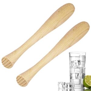 set of 2, cocktail muddler wood bar muddler, dakuan wooden cocktail muddler for making cocktails and juice drinks tools（7.87 in/ 20 cm）