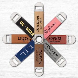 Custom Engraved Stainless Steel Classic Paddle Style Bottle Opener - Personalized Pub Beer Opener Gift for Groomsmen, Men, Women, Bartender (Pink)