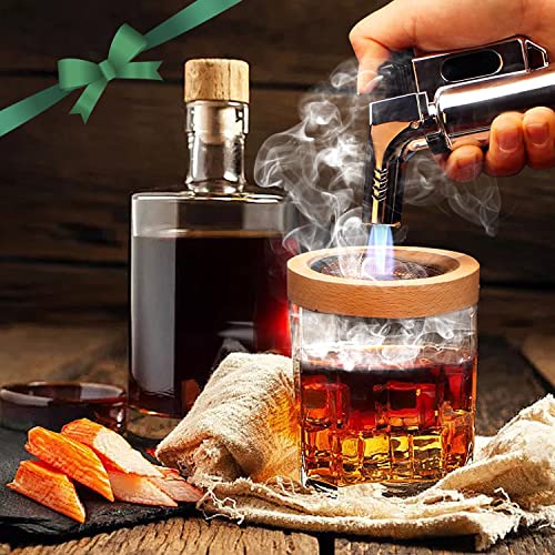 Cocktail Smoker Kit, Whiskey Smoker Kit, Drink Smoker Infuser Kit with A pple Wood Chips for Cocktails, Bourbon, Wine, Whiskey, Dried Fruits, Cheese, Meat - Gift for Whiskey Lovers, Dad, Husband, Men