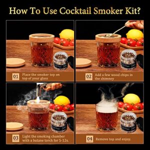 Cocktail Smoker Kit, Whiskey Smoker Kit, Drink Smoker Infuser Kit with A pple Wood Chips for Cocktails, Bourbon, Wine, Whiskey, Dried Fruits, Cheese, Meat - Gift for Whiskey Lovers, Dad, Husband, Men