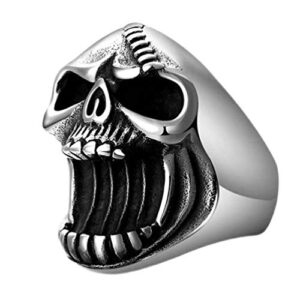 yardwe skull bottle opener ring, beer bottle opener halloween skull rings, gothic biker punk surgical bottle opener for men-9