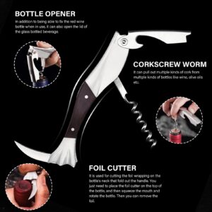 Corkscrew Bottle Opener, Stainless Steel Red Wine Opener Waiter Corkscrew Wine Openers with Foil Cutter for Bar, Restaurant, Parties Bartenders