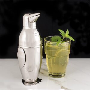 Penguins Cocktail Shaker,500ml Food Grade Stainless Steel Martini Mixer Built in Strainer Professional Bartending Tools for Home Bar