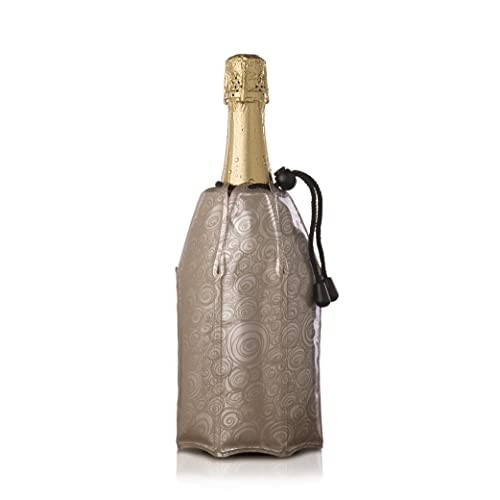 Vacu Vin Active Cooler Champagne Chiller - Reusable, Flexible Wine Bottle Cooler - Platinum, Gold - Champagne Cooler Sleeve For Standard Size Bottles - Insulated Champagne Bottle Chiller to Keep Cold