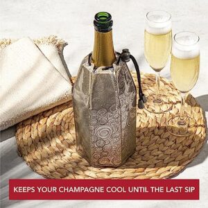 Vacu Vin Active Cooler Champagne Chiller - Reusable, Flexible Wine Bottle Cooler - Platinum, Gold - Champagne Cooler Sleeve For Standard Size Bottles - Insulated Champagne Bottle Chiller to Keep Cold