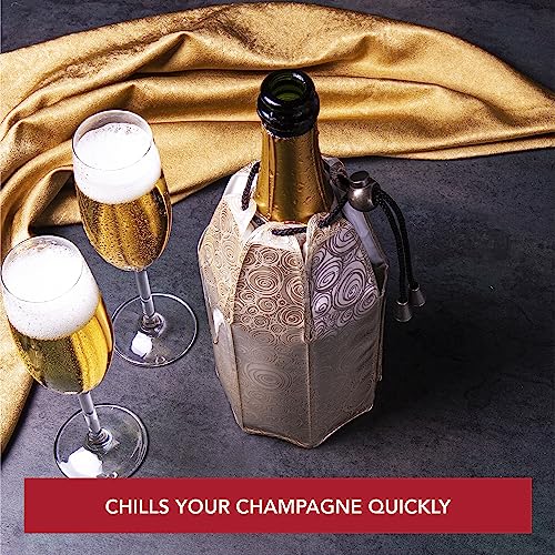 Vacu Vin Active Cooler Champagne Chiller - Reusable, Flexible Wine Bottle Cooler - Platinum, Gold - Champagne Cooler Sleeve For Standard Size Bottles - Insulated Champagne Bottle Chiller to Keep Cold