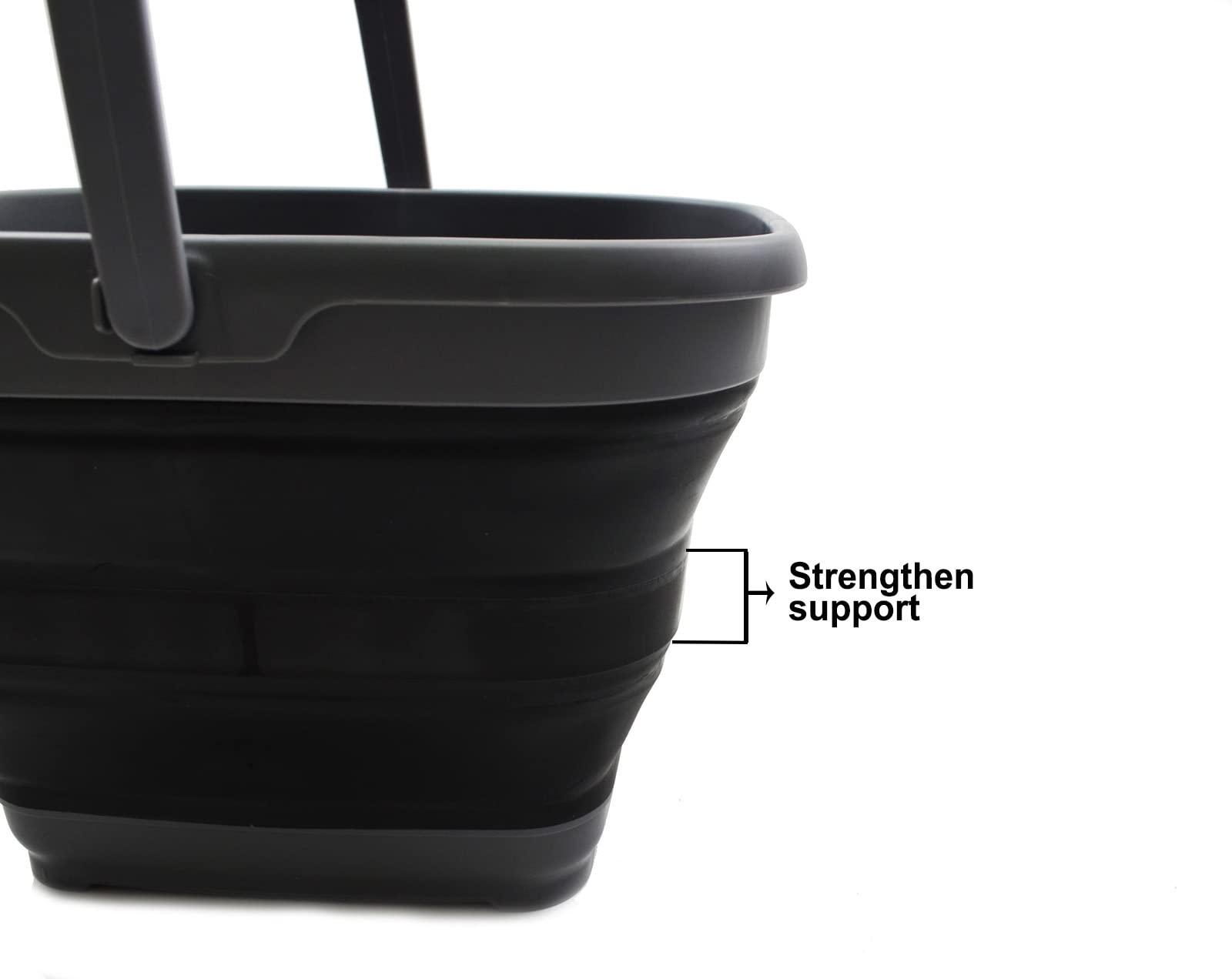 SAMMART 10L (2.6 Gallon) Collapsible Rectangular Handy Basket/Bucket (Grey/Black (Set of 2))