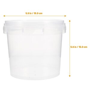 Amosfun 2 Pcs 2L Food Grade Plastic Hand Bucket Transparent Round Storage Bucket Household Ice Cream Storage Tank with Lid