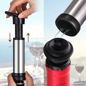 Wine Vacuum Pump With 2 Silica Gel Vacuum Wine Stoppers Practical Wine Saving Stoppers (Black)