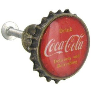 open road brands red vintage style retro coca cola logo emblem antique brass drink coca-cola cast iron drawer pull coke bottle opener man cave