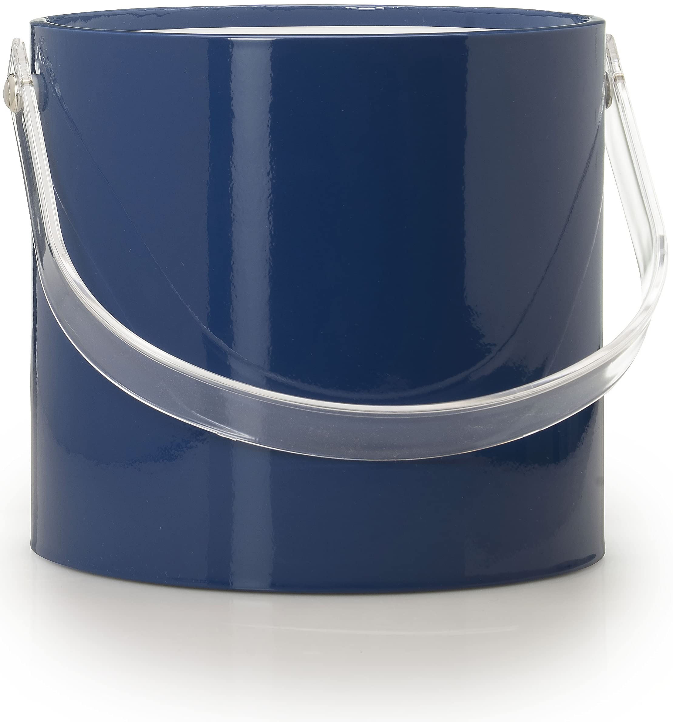 Mr. Ice Bucket By Stephanie Imports Hand Made In USA Blue Double Walled 3-Quart Insulated Ice Bucket With Clear Lucite Lid and Handle