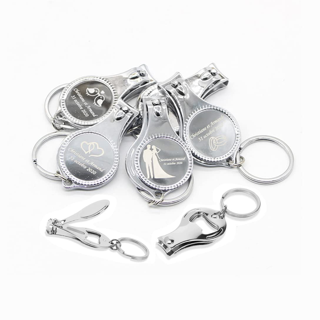 100Pcs Personalized Nail Clipper Bottle Opener with Logo Text for Men Women, Wedding Favors For Guests Bulk,Engraved 4 in 1 Multi Function Bottle Opener Party Holiday Father's Day Graduation Favors