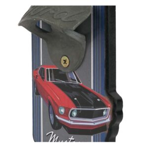 Ford Mustang Wall Bottle Opener - Vintage Ford Mustang Bottle Opener Made with Wood and Cast Metal - Great Gift Idea