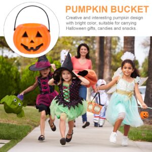 Kisangel 8pcs Pumpkin Bucket Plastic Buckets with Handles Candy Buckets for Kids Trick or Treat(3.14X2.36X1.77inch)