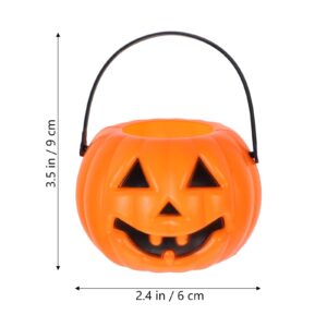 Kisangel 8pcs Pumpkin Bucket Plastic Buckets with Handles Candy Buckets for Kids Trick or Treat(3.14X2.36X1.77inch)