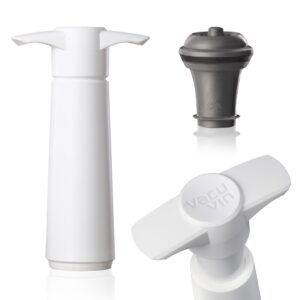 vacu vin wine saver pump white with vacuum wine stopper - keep your wine fresh for up to 10 days - 1 pump 1 stopper - reusable - made in the netherlands