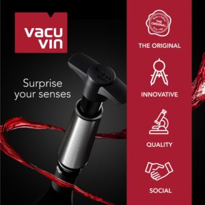 Vacu Vin Wine Saver Pump White with Vacuum Wine Stopper - Keep Your Wine Fresh for up to 10 Days - 1 Pump 1 Stopper - Reusable - Made in the Netherlands