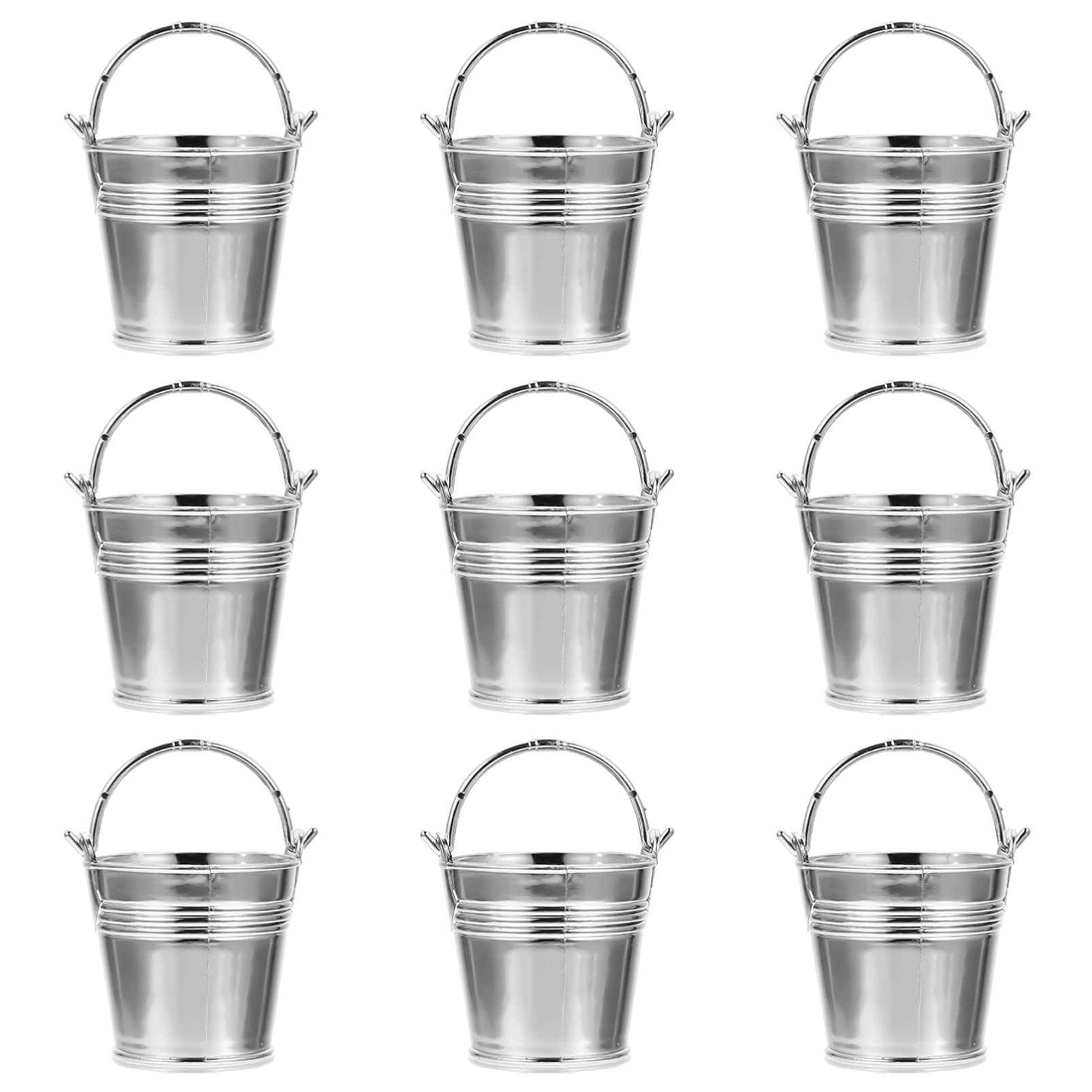 Cabilock 10pcs Snack Bucket Plastic Buckets with Handles Small Bucket Food Holder Metal Pail Metal Buckets for Party Mini Favor Buckets Iron Metal Bucket Candy Jug Vase Delicate Beer Barrel