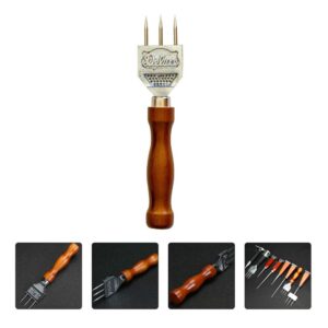 DOITOOL Ice Pick Stainless Steel Ice Crusher with Safety Wood Handle for Kitchen Tool, Three Prong Ice Pick Japanese Style Ice Chipper Bar Ice Picker Tool