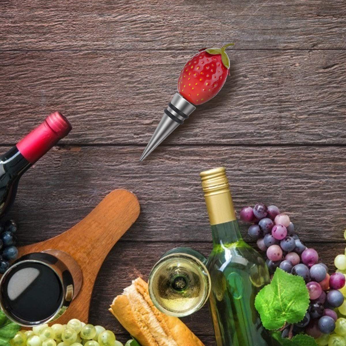 Metal Wine Bottle Stopper Strawberry Cork Wine Decoration Home Kitchen Decor