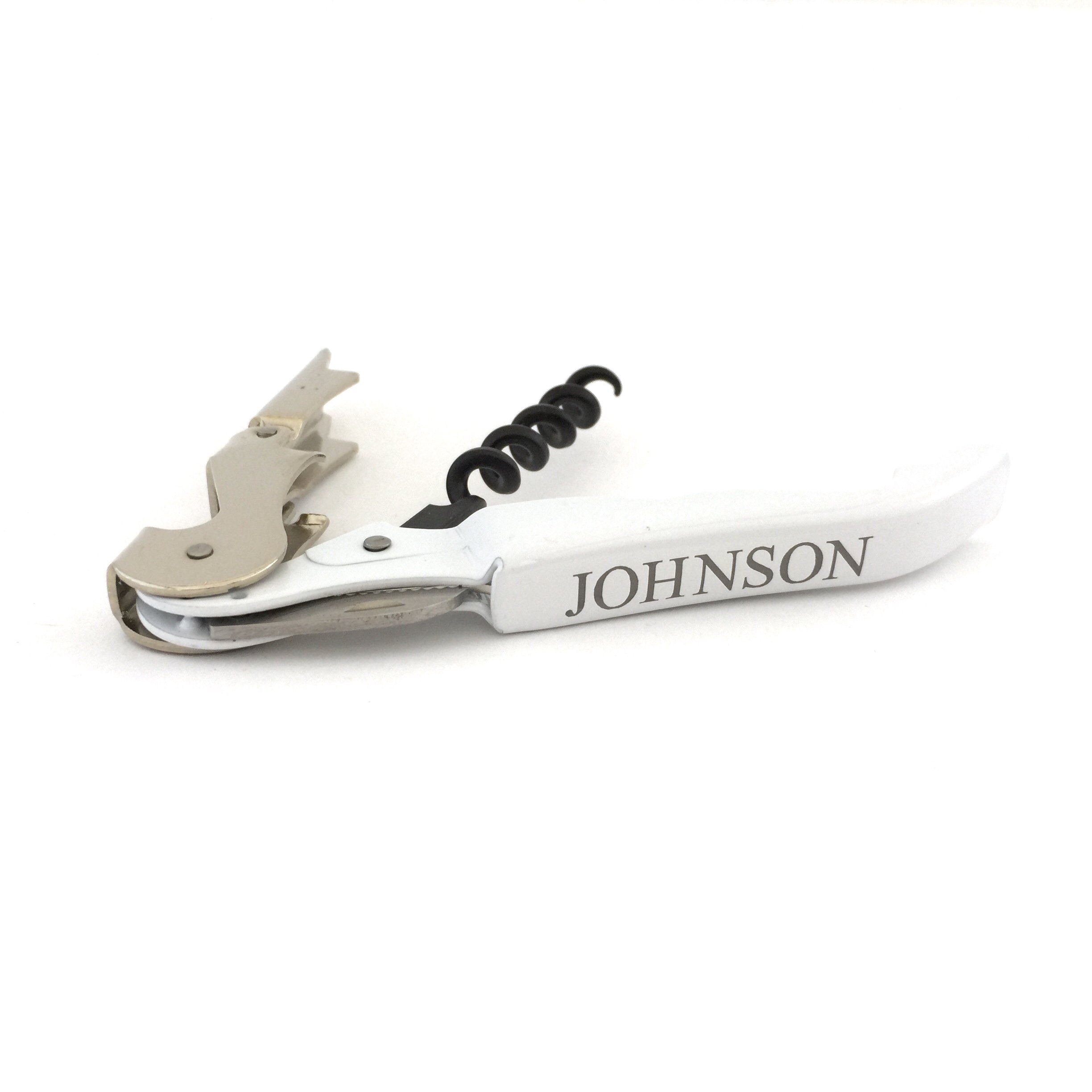 Personalized White Double Hinged Wine Opener Wedding Party Favor