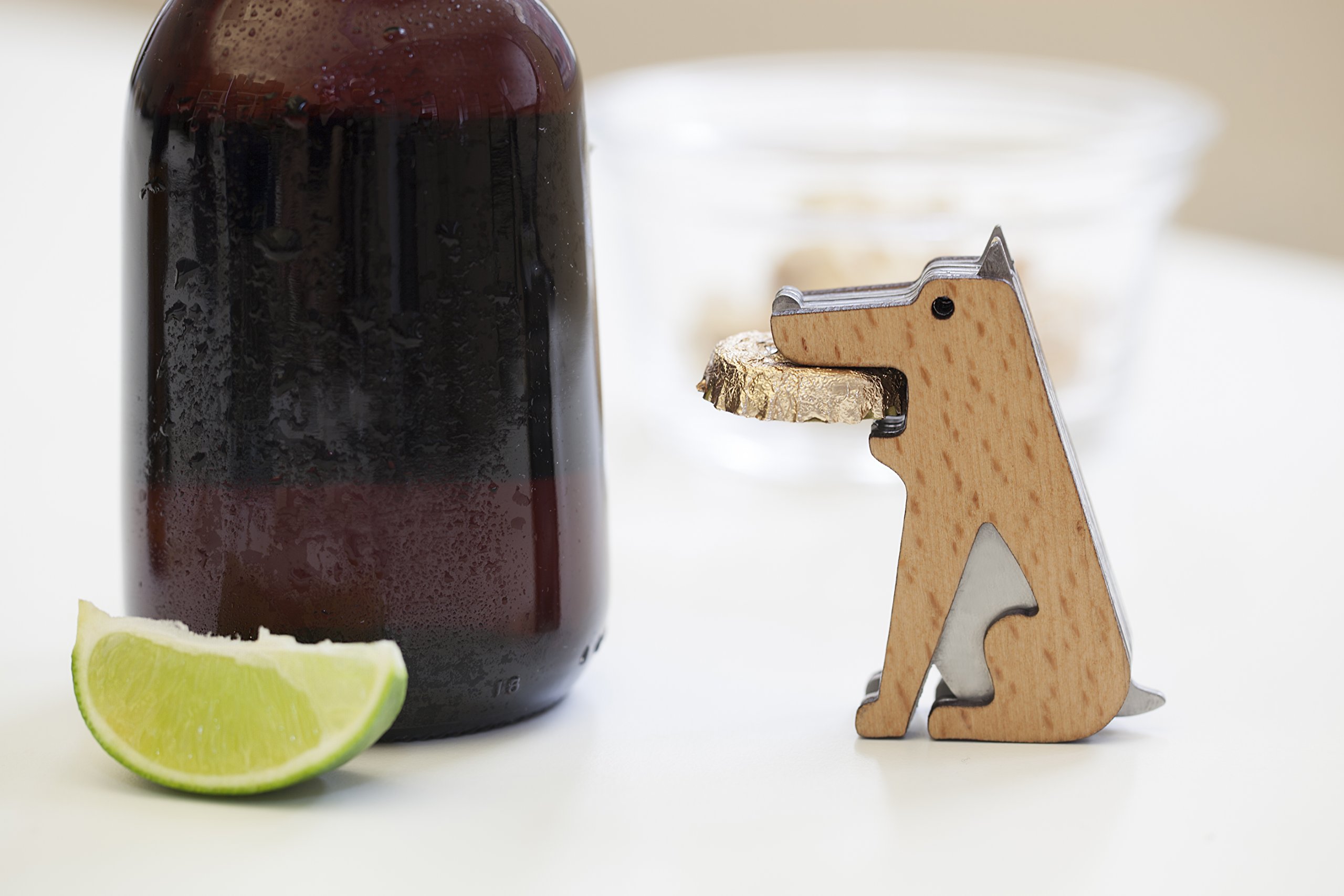 Kikkerland Fetch! Stainless Steel Dog Novelty Bottle Opener, Fun Kitchen Home Bar Accessory Gift