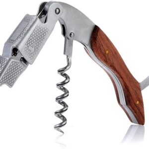 Wine Opener - Professional Corkscrew for Wine Bottles w/Foil Cutter and Cap Remover - Manual Wine Key for Servers, Waiters, Bartenders and Home Use. With its leather pouch.