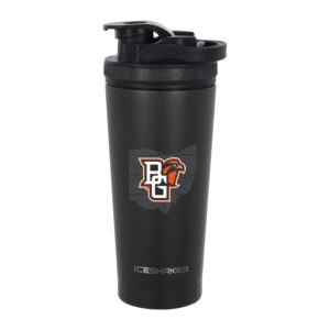 helm bowling green state university stainless steel ice shaker bottle, 26 oz, black