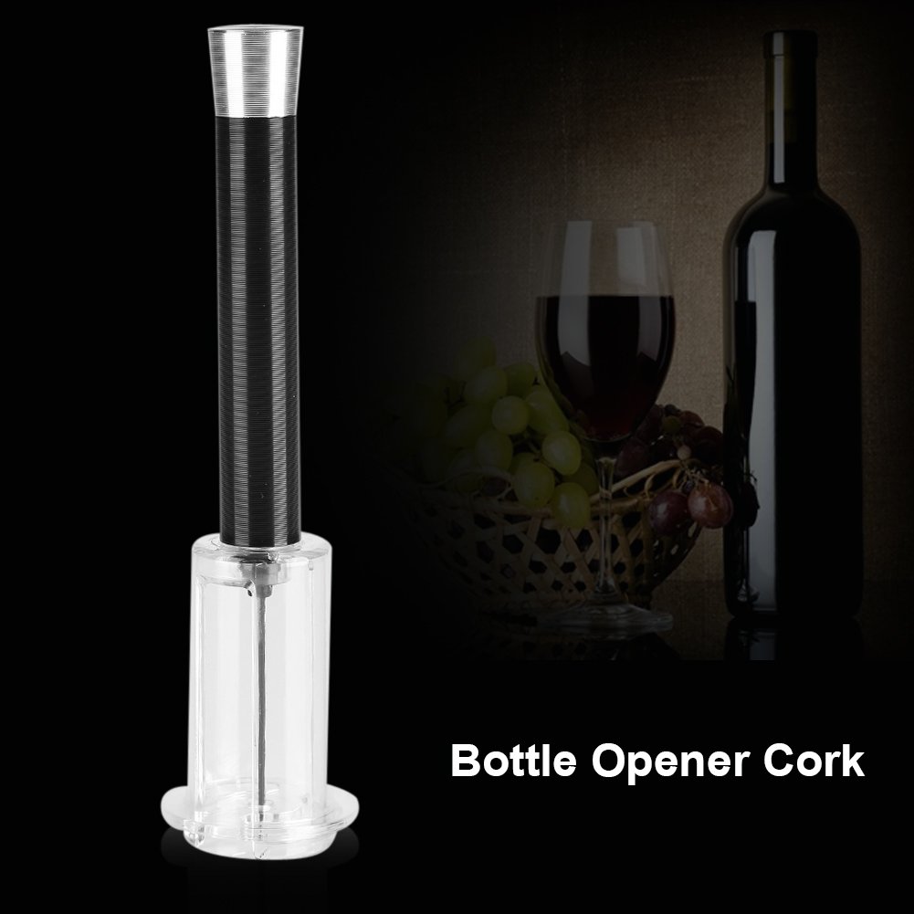 Easy Air Pump Pressure Red Wine Bottle Opener Cork Remover Corkscrew Tools (Black)