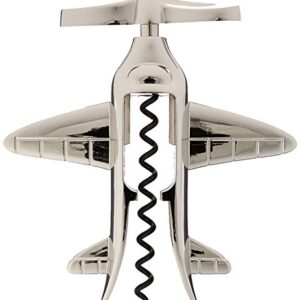 Le'raze Airplane Wine Bottle Cork Screw Bottle Opener, Aviation Corkscrew Barware, Plane Pull Cork Tool, Ideal For Flying Bartender, Hosting, Pilot Gift, Party Favor, Silver Chrome Bar Decor