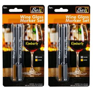 Generic 4 Wine Glass Markers Pen Gold Silver Erasable Washable Weddings Party Drink Name