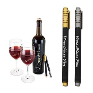 Generic 4 Wine Glass Markers Pen Gold Silver Erasable Washable Weddings Party Drink Name