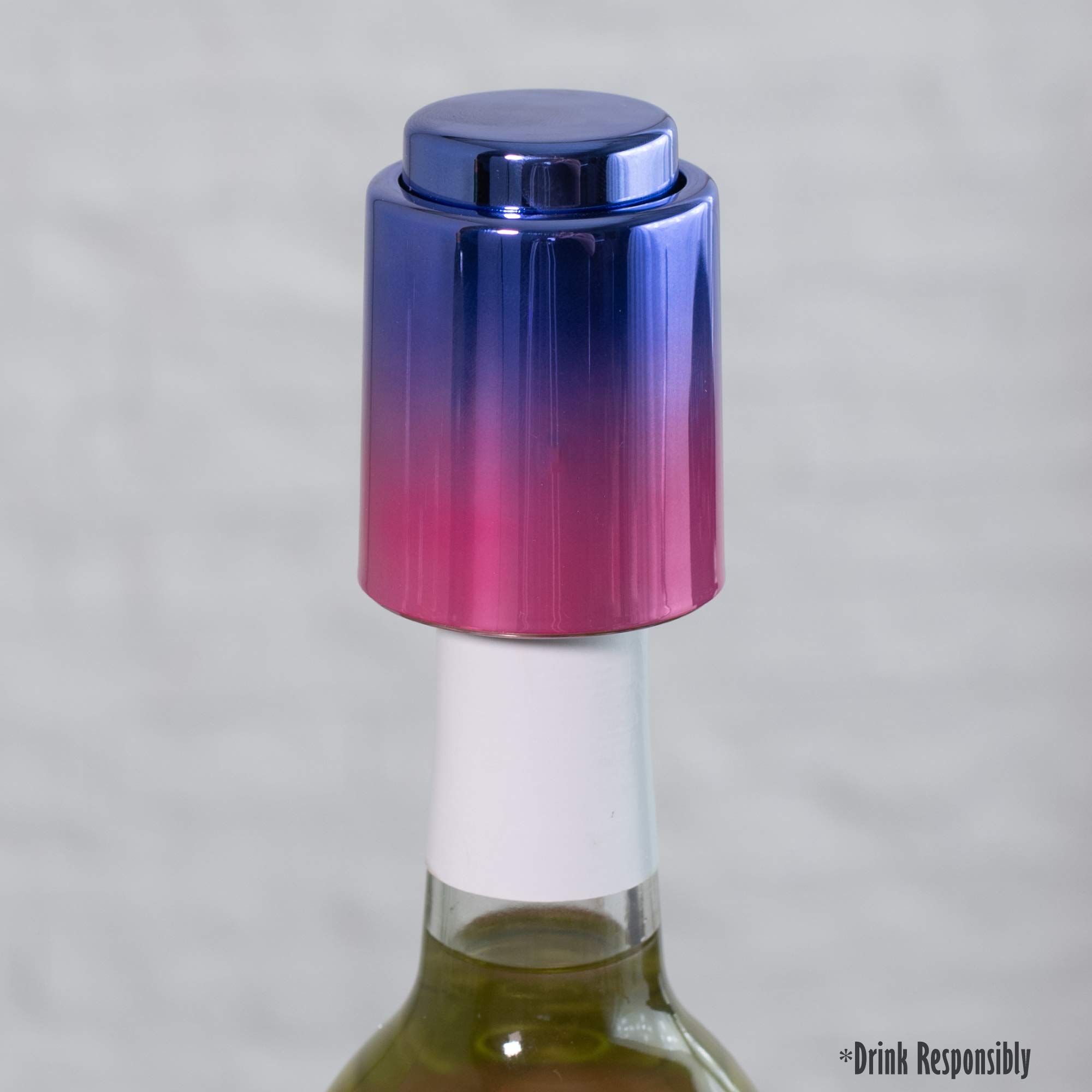 Cork Pops Reflective Ombre Acrylic 2.75 Inch Silicone Seal Vacuum Wine Bottle Stopper Set Of 3