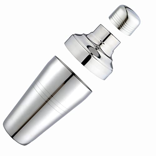 BGM.FOX Premium Stainless steel Cocktail Shaker Martini Shaker with Strainer and Lid Top - Leak Proof,Pro Drink Cobbler Shaker Mixer for Bartender Silver C