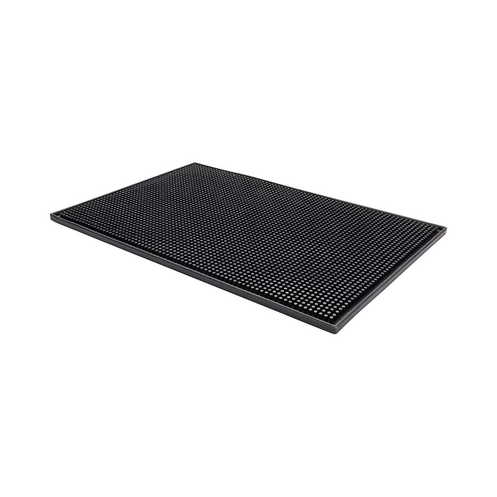 Restaurantware Bar Lux 17.7 Inch x 11.8 Inch Bar Spill Mat, 1 Non Slip Bar Service Mat - Countertop, Durable, Black Rubber Bartender Mat, For Cocktails Or Drinks, Washable