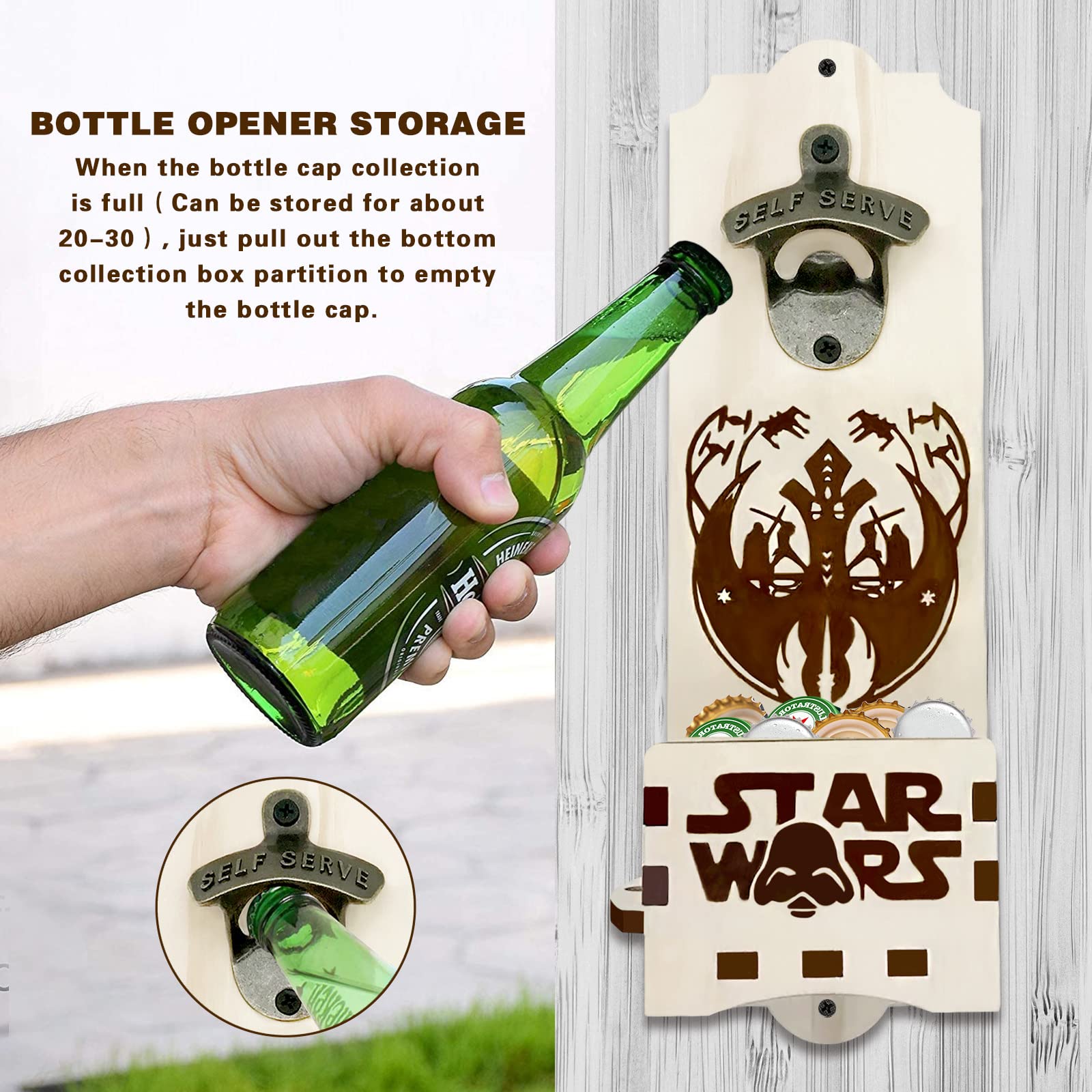 Bottle Openers Abrebotellas Beer Opener for Wall Mount Decoration or Decor for Men Gift Cool Gadgets from Bar,Family Dinner (Star W)