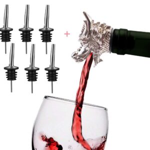 7 Pack Bottle Pourer Wine Aerator, Liqour Pour Spouts for Olive Oil Alcohol Bottle, Stainless Steel Dragon Pourers