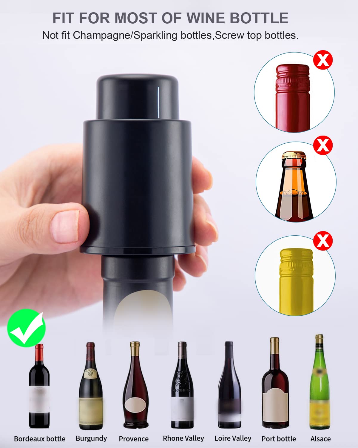 Wine Bottle Stopper, Vacuum Wine Bottle Stoppers, Reusable Wine Stoppers, Bottle Sealer Keeps Wine Fresh, 100% seal anti-leakage[2 PACK]…