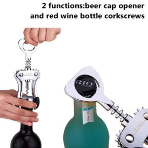 New Upgraded 2021: Classic Wing Corkscrew Wine Opener / Premium, Multi-functional, Restaurant Professional Waiter and Bartenders Best Wine Bottle opener. The Wing Corkscrew Double Hinged Wine Opener