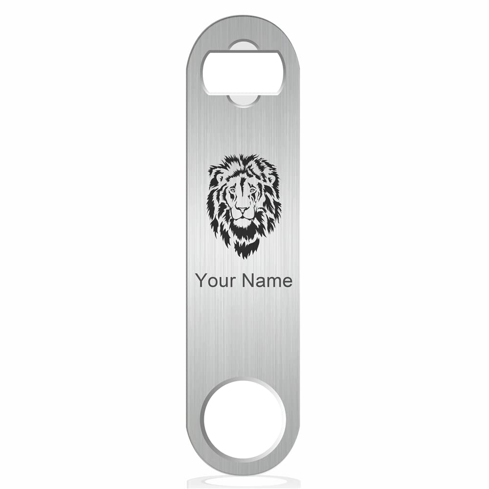 LaserGram Bottle Opener, Lion Head, Personalized Engraving Included (Stainless Steel Finish)