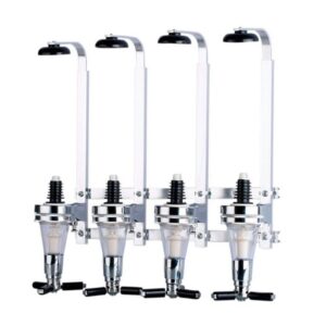 4 bottle liquor dispenser, wall mounted spirit drinks stand optic, spring-loaded wine dispenser stand drinking pourer bottle holder