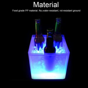 LED Ice Bucket, 3.5L Large Capacity LED Waterproof with Multi Color Changing Double Layer Square Champagne Wine Drinks Beer Bucket for KTV Party Bar Home Wedding