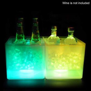 LED Ice Bucket, 3.5L Large Capacity LED Waterproof with Multi Color Changing Double Layer Square Champagne Wine Drinks Beer Bucket for KTV Party Bar Home Wedding