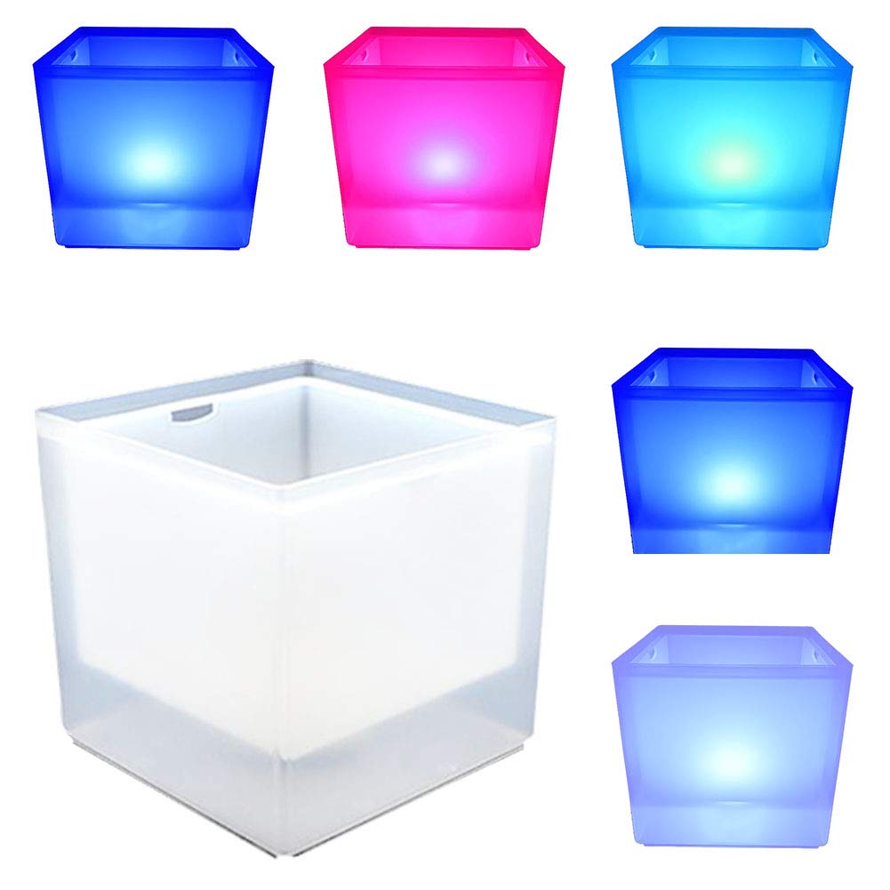 LED Ice Bucket, 3.5L Large Capacity LED Waterproof with Multi Color Changing Double Layer Square Champagne Wine Drinks Beer Bucket for KTV Party Bar Home Wedding