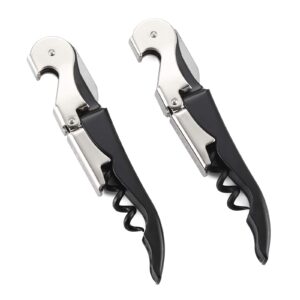 dosmamz wine corkscrew, waiter corkscrew wine opener, wine beer bottle opener, three-in-one, corkscrew, bottle opener and foil cutter, great for kitchen, restaurant, bars waiters (2 pack)