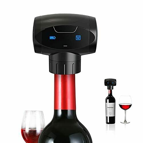 KAVYDENS Electric Wine Stoppers, Best Gift for Wine Lover, Automatic Wine Vacuum Pump with Stoppers Silicone, Reusable Wine Bottle Stoppers Cork Saver Plug & Sealer