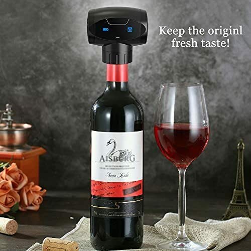 KAVYDENS Electric Wine Stoppers, Best Gift for Wine Lover, Automatic Wine Vacuum Pump with Stoppers Silicone, Reusable Wine Bottle Stoppers Cork Saver Plug & Sealer